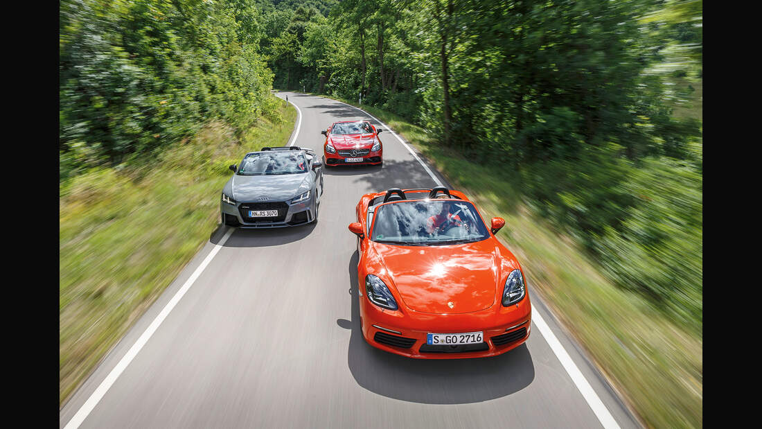Audi TT RS, Mercedes-AMG SLC 43, Porsche 718 Boxster S im Test - auto ...