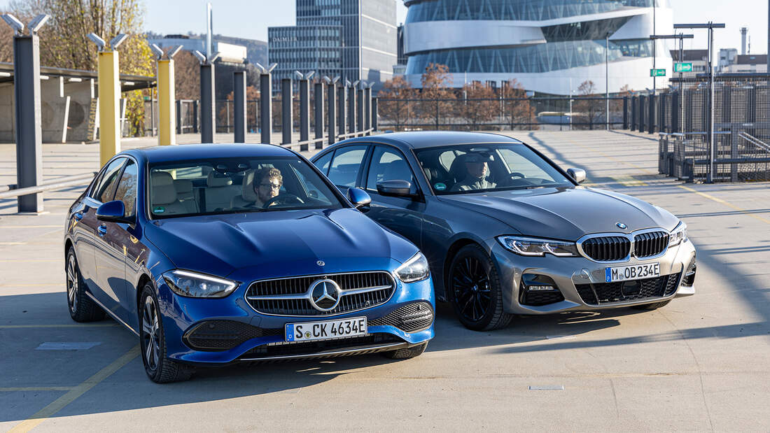 Mercedes C 300 e und BMW 330e im Test | AUTO MOTOR UND SPORT