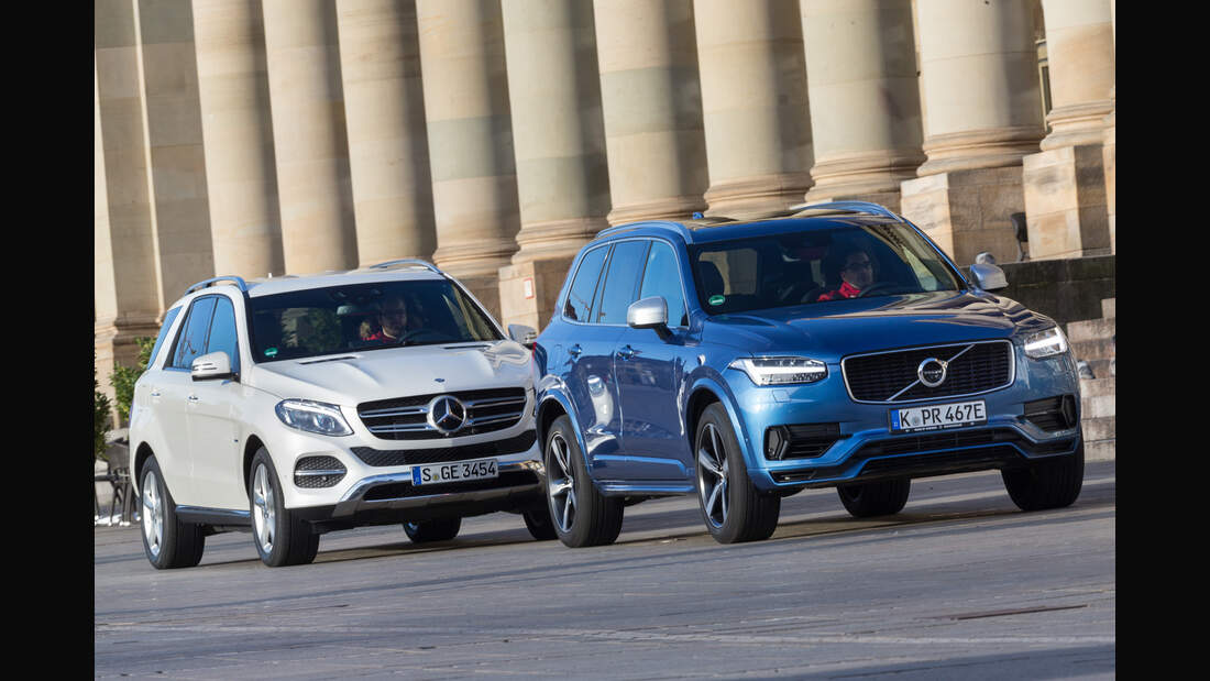 Vergleich Mercedes GLE 500 e 4Matic und Volvo XC90 T8 AWD - auto motor und sport
