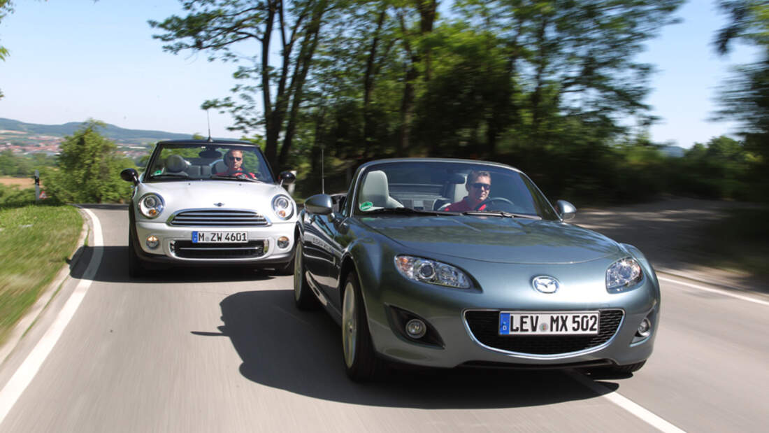 Mazda MX-5 und Mini Cabrio im Vergleichstest: Preisgünstiges ...