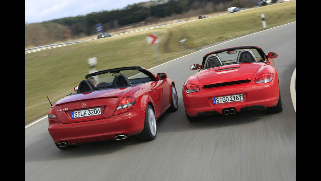 Vergleichstest Porsche Boxster S und Mercedes SLK 350 Prestige-Duell ...