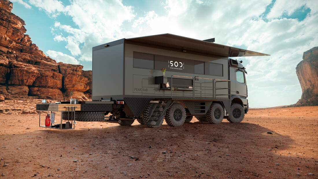 SOD Peak Mercedes Arocs 8x6 Expeditionsmobil | AUTO MOTOR UND SPORT