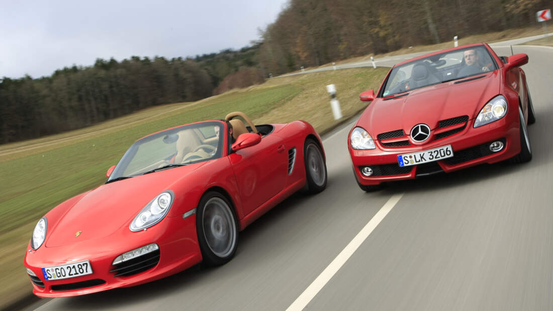 Vergleichstest Porsche Boxster S und Mercedes SLK 350 Prestige-Duell ...
