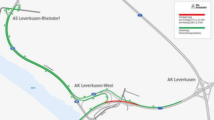 Vom 17. bis 20. Januar 2025: Vollsperrung der A1 Leverkusen